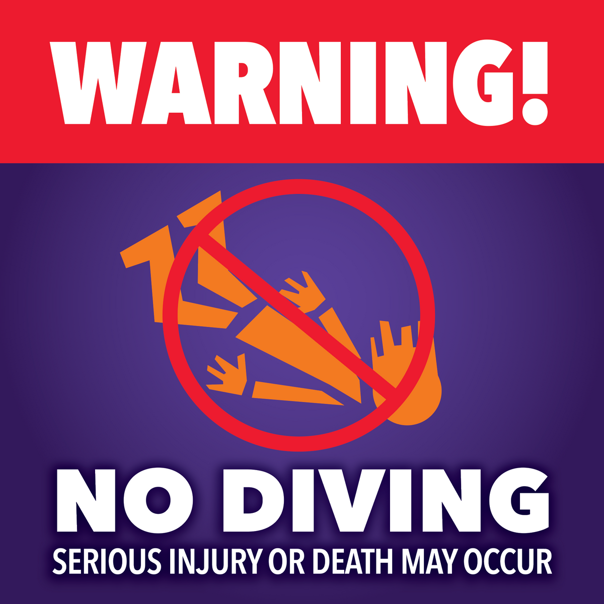 Warning: No Diving Sign – Order Cdesigns